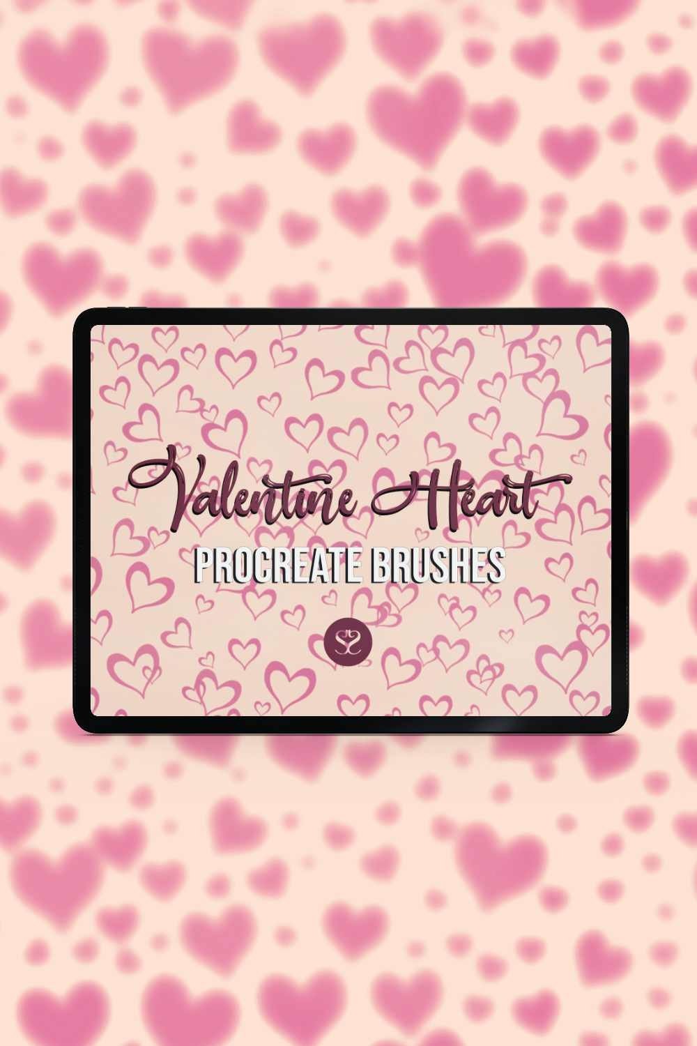 Valentines Heart stamp and texture Procreate brush set