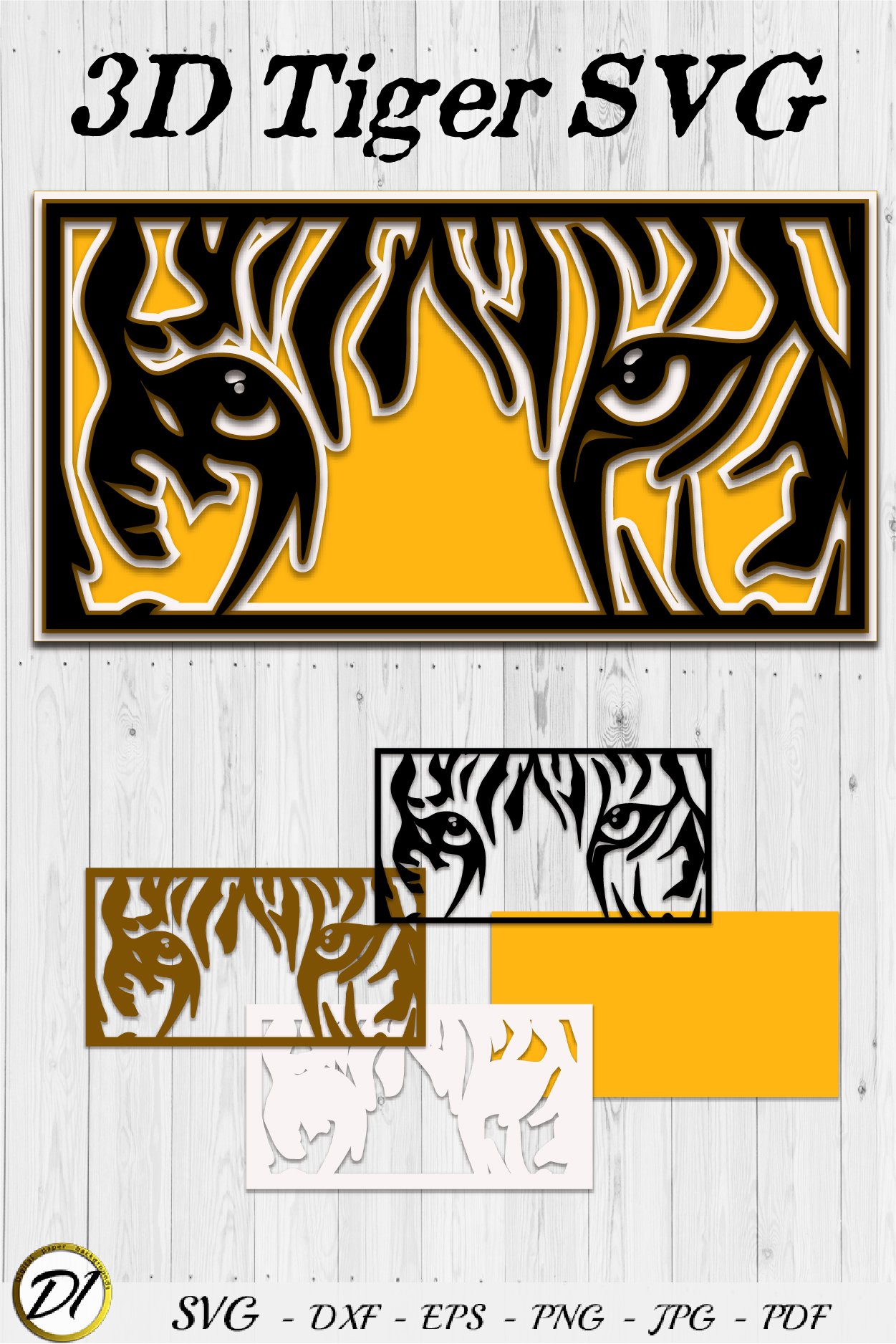 3D Layered Tiger SVG. Tiger laser cut file. Multilay Tiger.