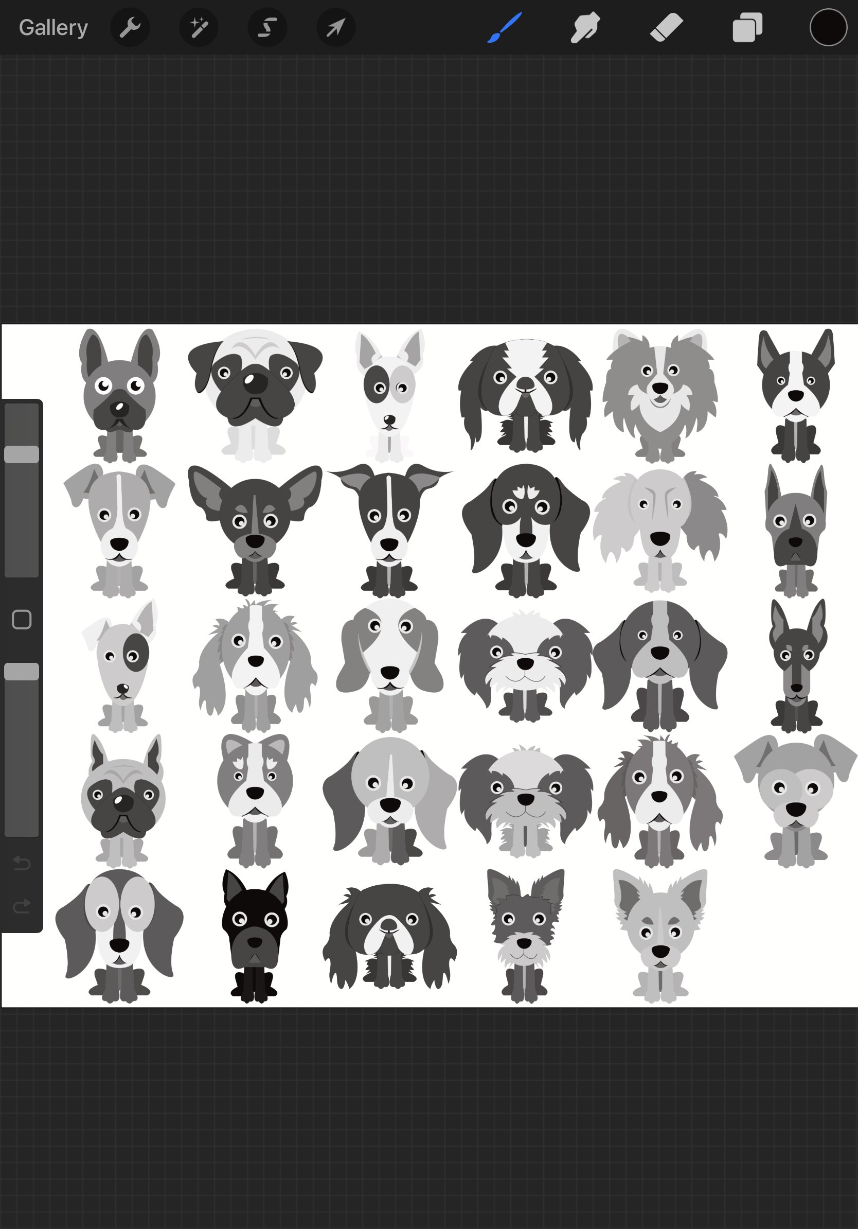 Cartoon Dogs Set 2 Procreate Brush Stamps, 29 Dogs