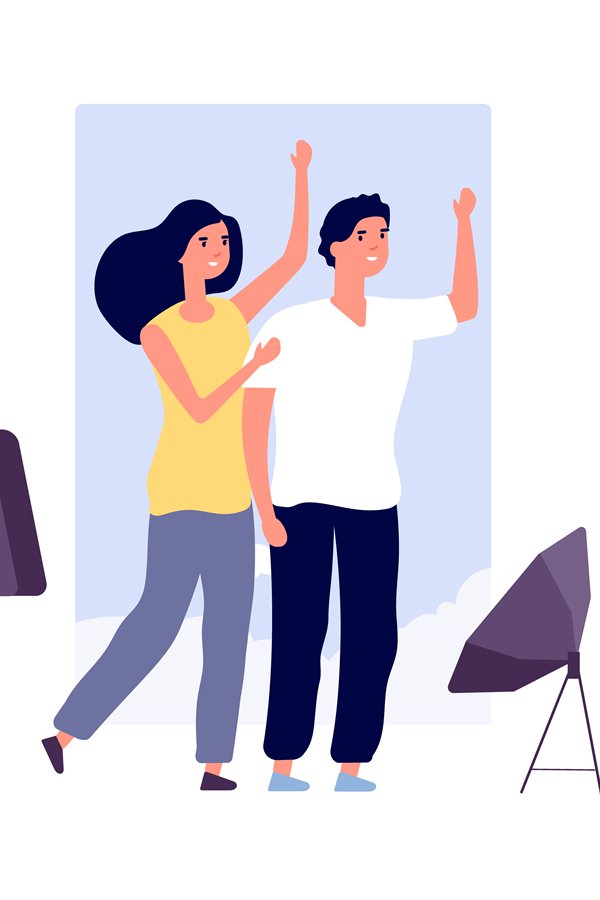 Models and photographer. Professional photo session with cut