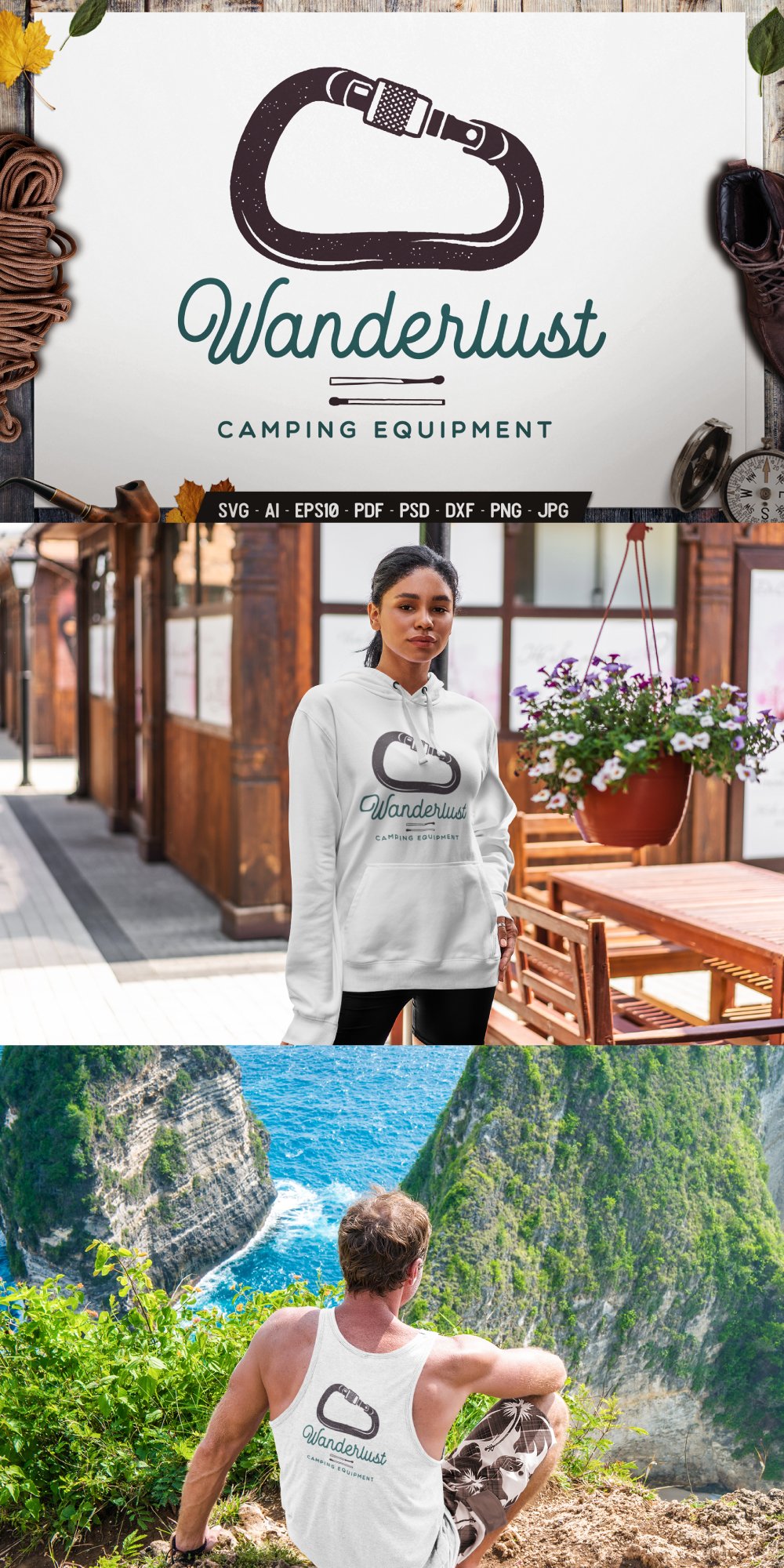 Wanderlust SVG Logo Badge Vector Travel Retro Graphic DXF