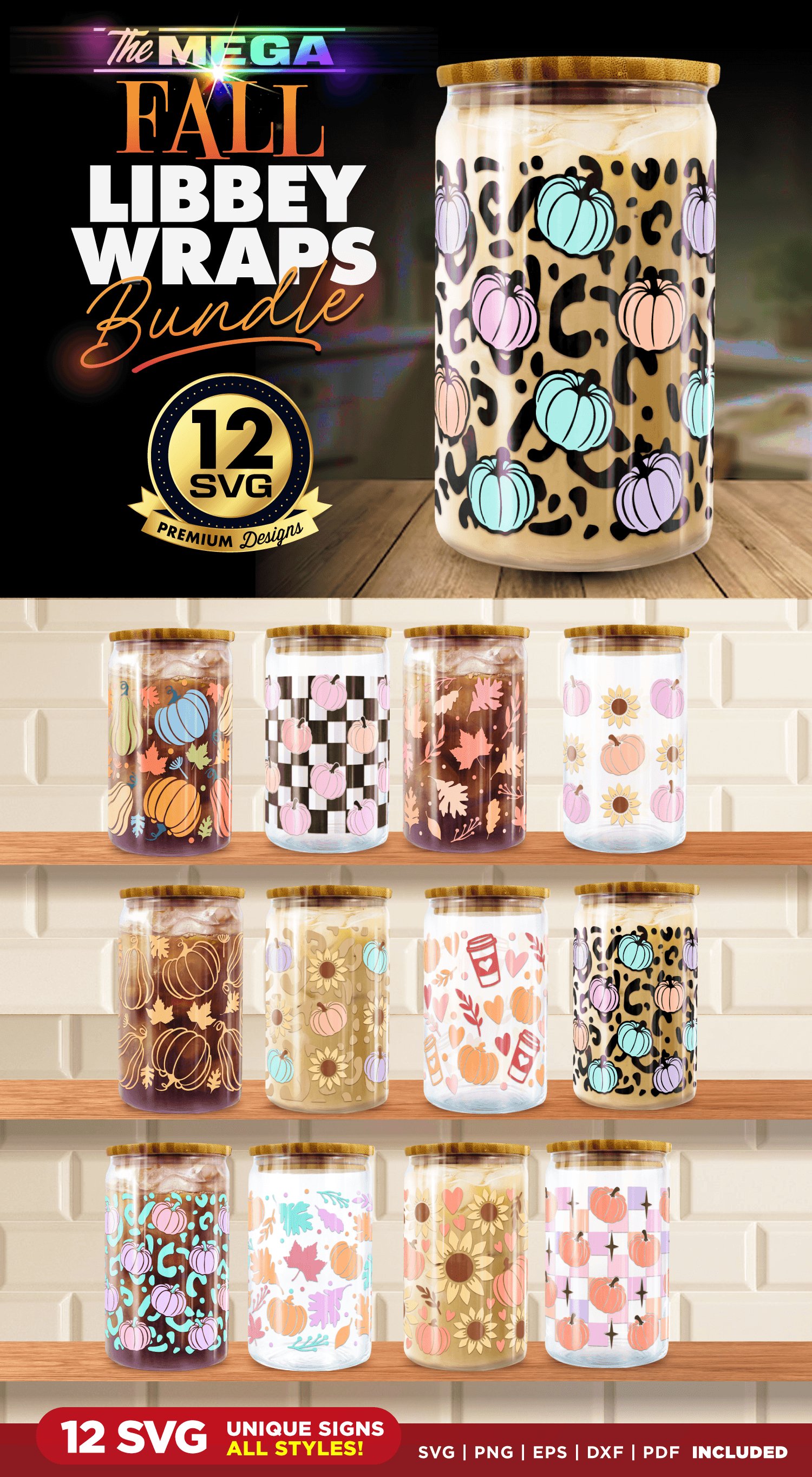 Fall Libbey Wraps SVG Bundle