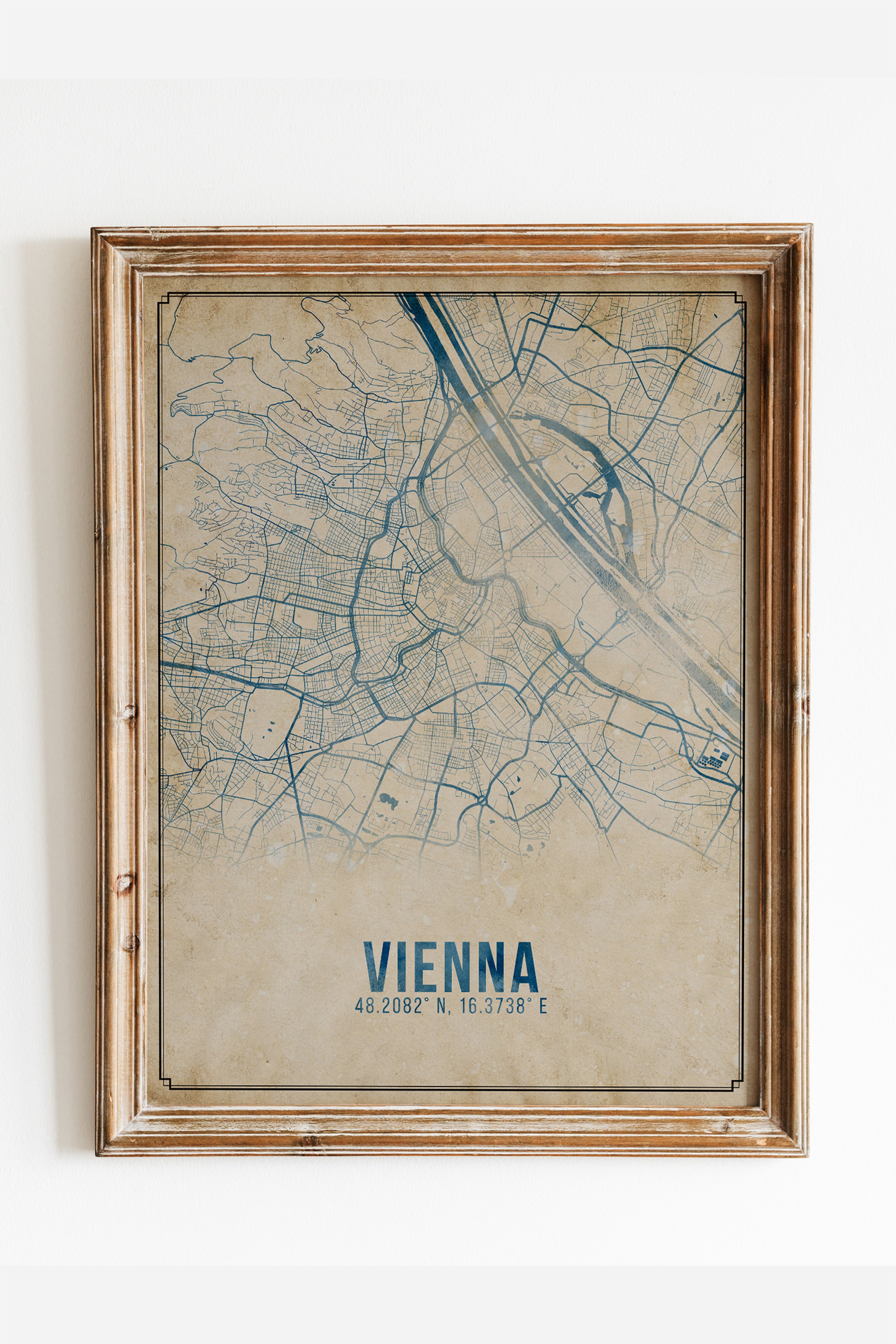 Vienna Antique Watercolor City Map Poster