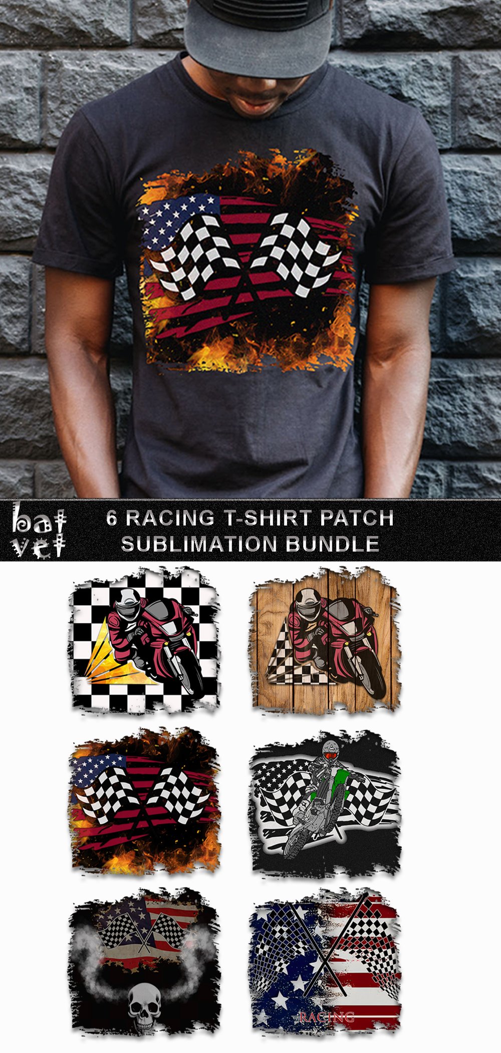 Racing T Shirt Design Bundle | Race Patches Sublimation PNG