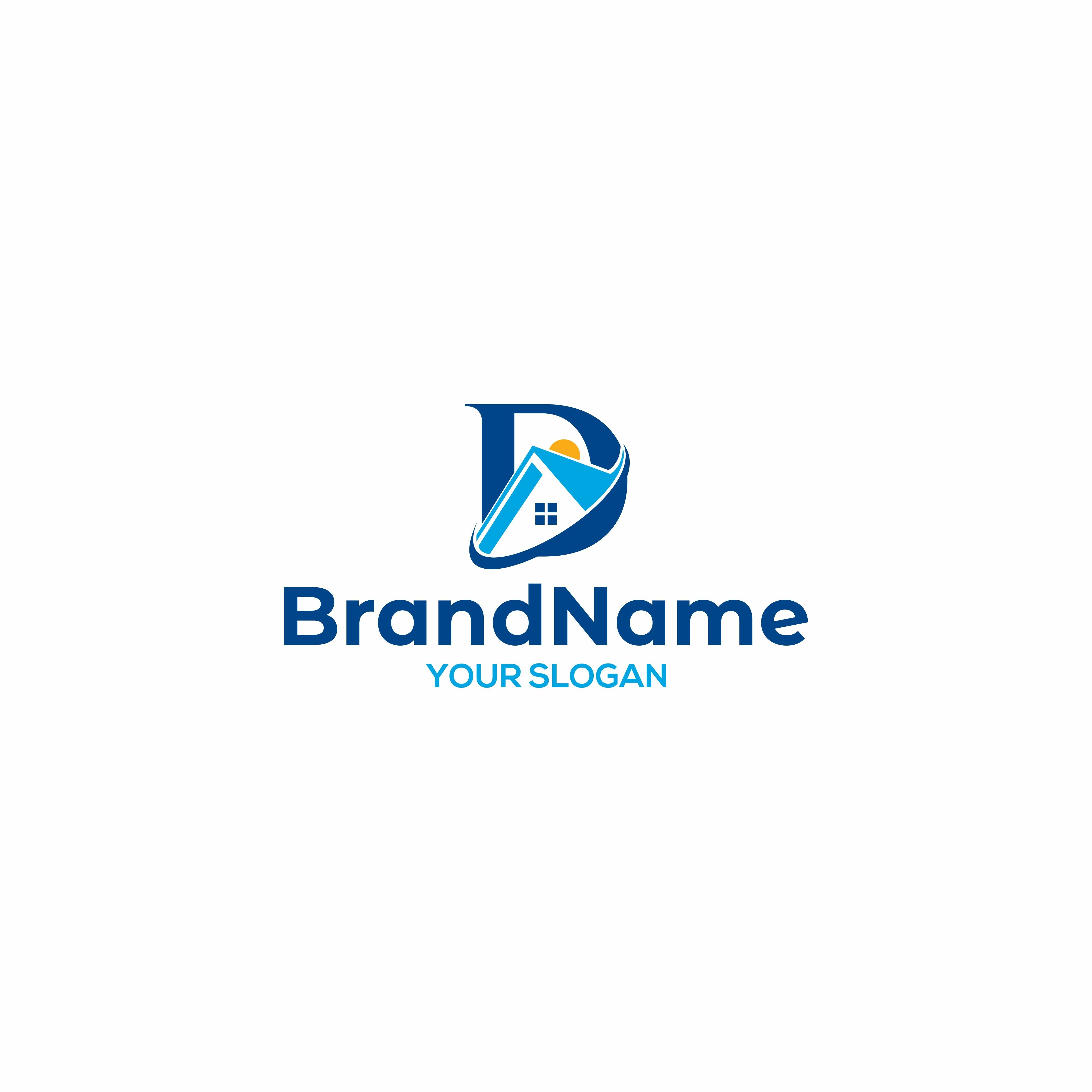 D Real Estate Logo Design Vector