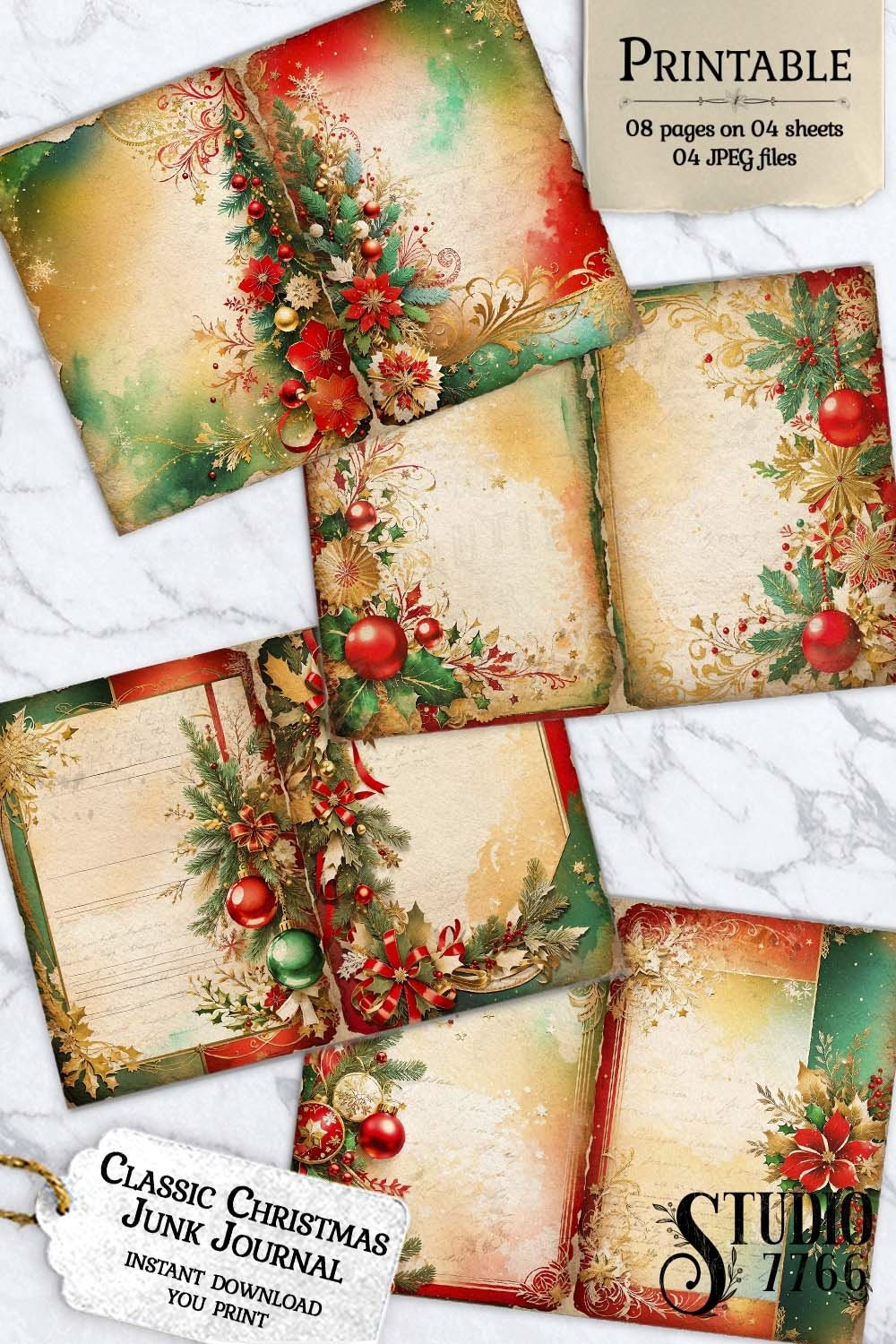 Classic Christmas Junk Journal Pages