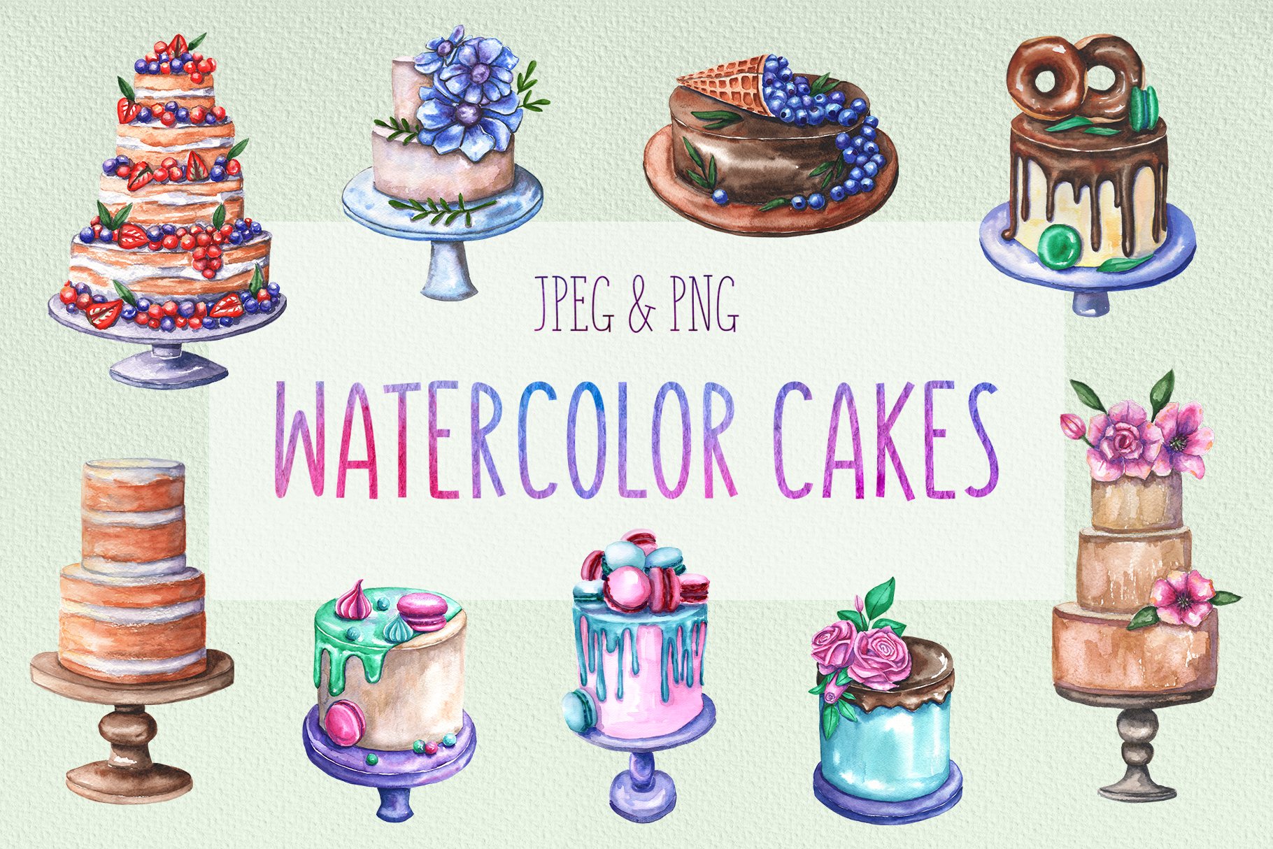 Watercolor cake collection