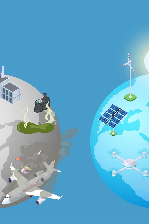 Pollution planet problem. Pollution vs clean earth. Isometri