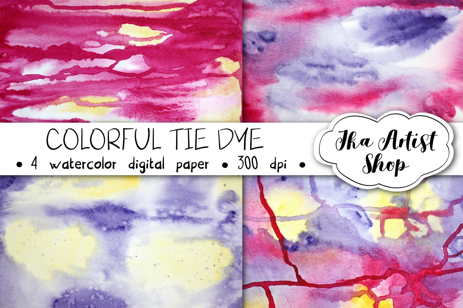 Watercolor Digital Paper, Tie Dye Background