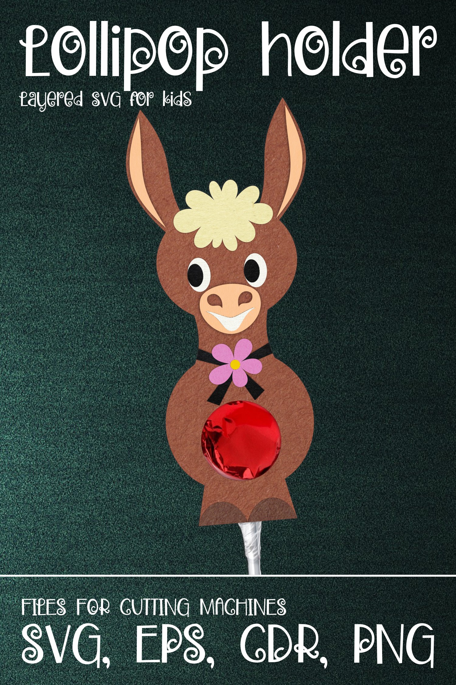 Donkey Lollipop Holder Template SVG