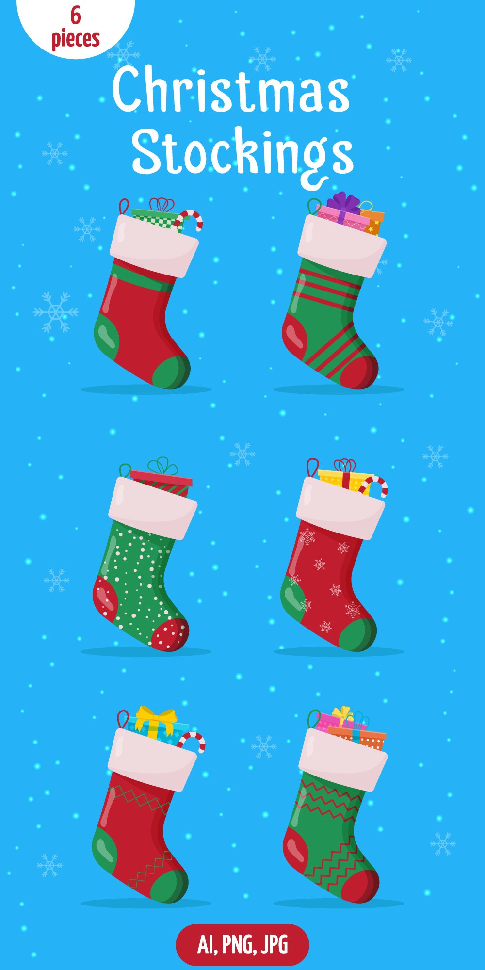 Christmas socks set clipart. Xmas Stockings bundle png