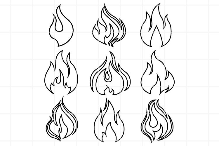 Fire SVG. Filre clipart. Fire cutting files. Flame SVG.