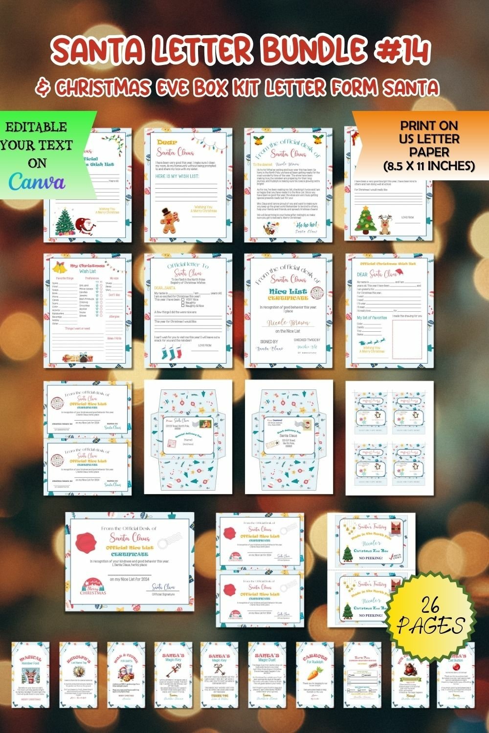Santa Letter Bundle & Christmas Eve Box Kit - Editable