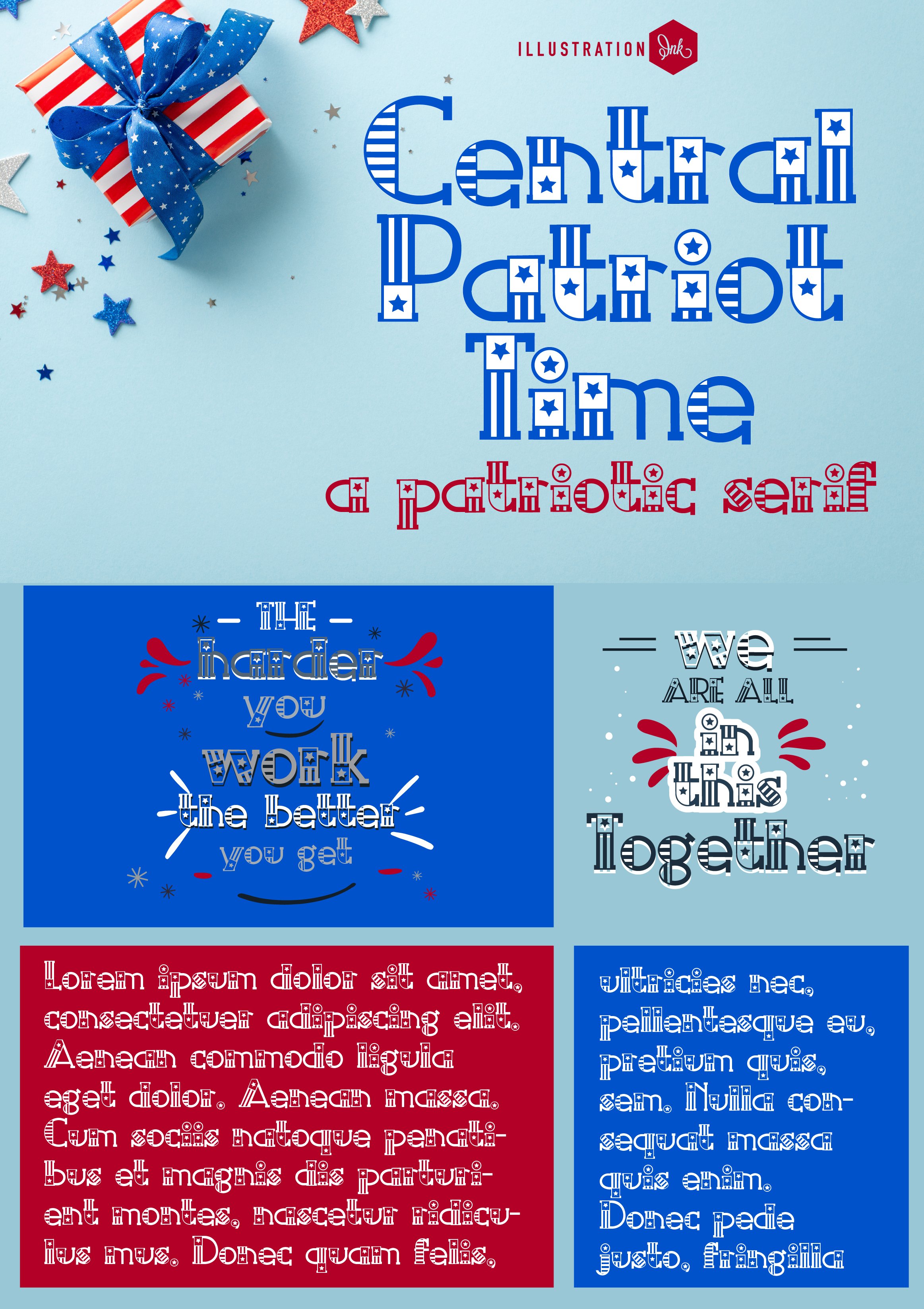 Hand-crafted, patriotic font