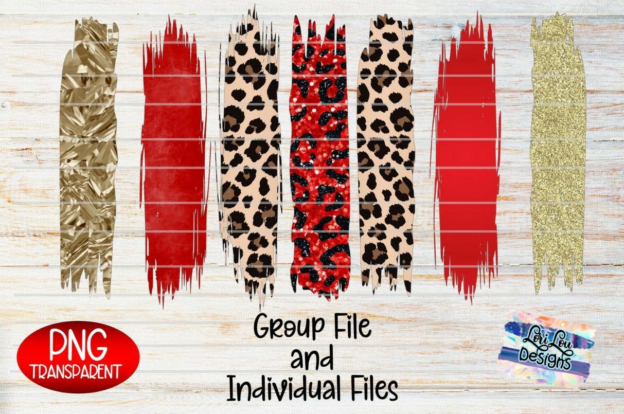 Red Gold Leopard Brush Strokes Sublimation PNG (1497501)