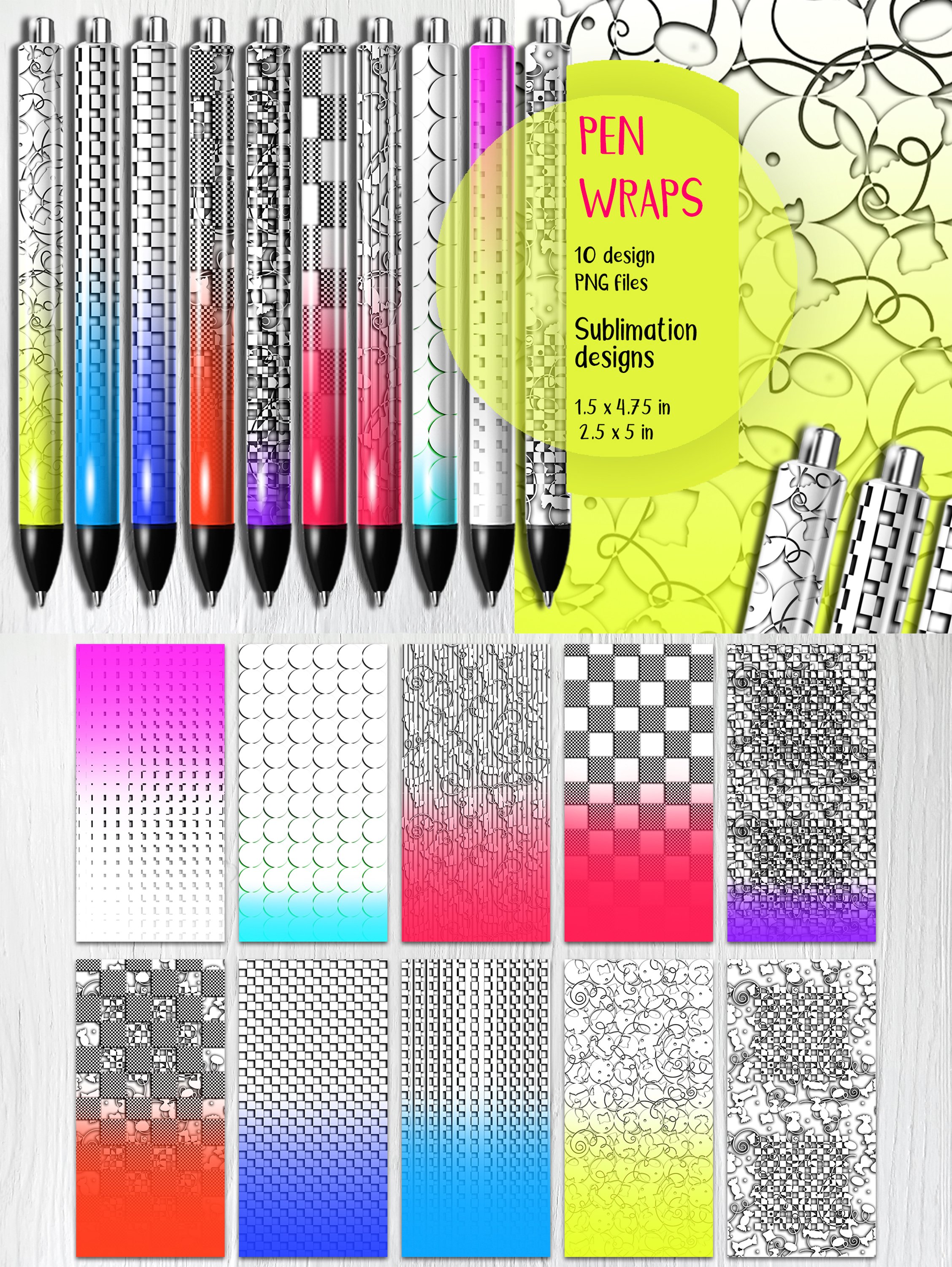 10Pen wraps Sublimation designs/Geometric shapes and shadows