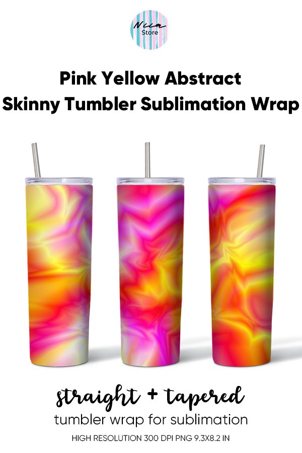 Pink Yellow Abstract Sublimation Tumbler Wrap Background