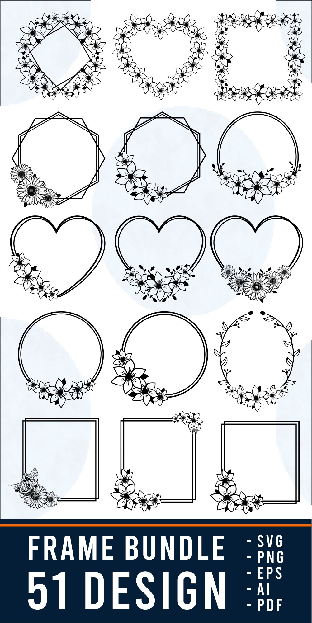 Floral Frames SVG Bundle, Flower Frame SVG Bundle