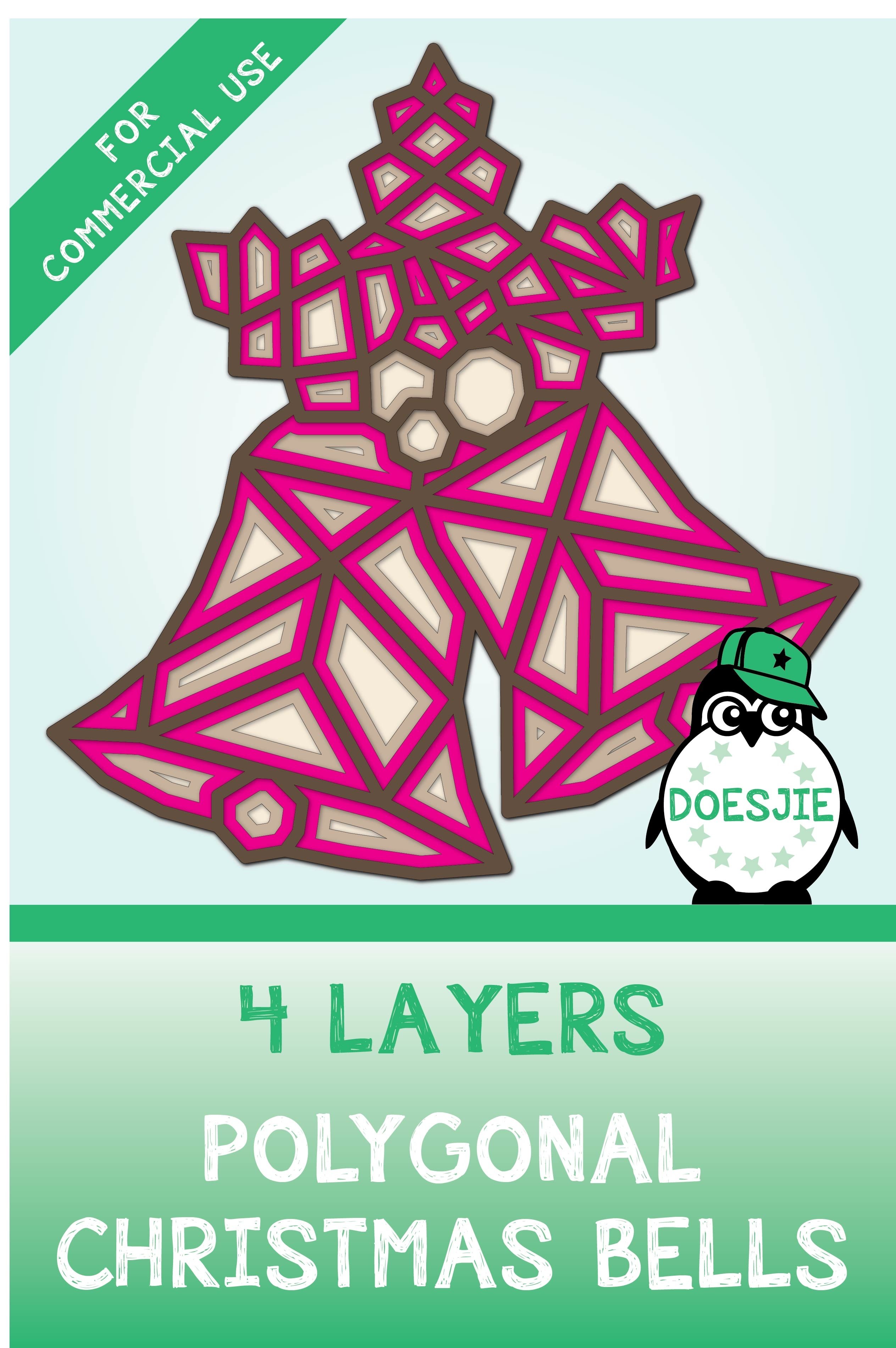 Christmas bells 3D layered polygonal multi layer