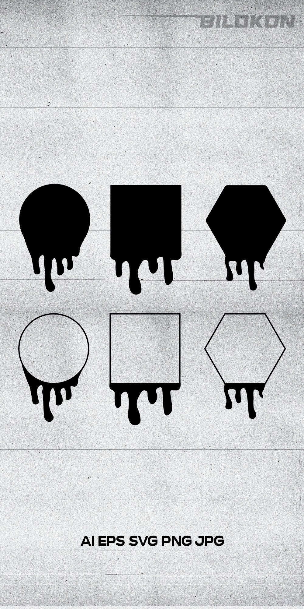 Drips of circular paint, Drips of square paint, SVG Vector