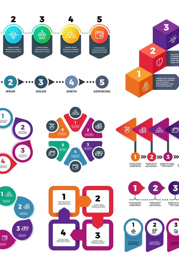 Abstract infographics number options template. Info chart, w