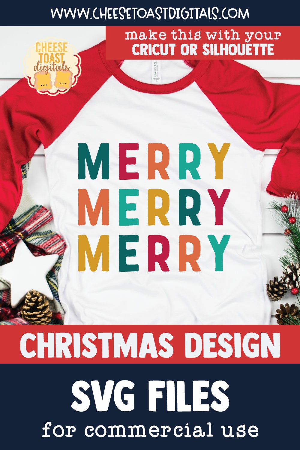 Merry Merry Merry | Multicolor Letter Christmas SVG