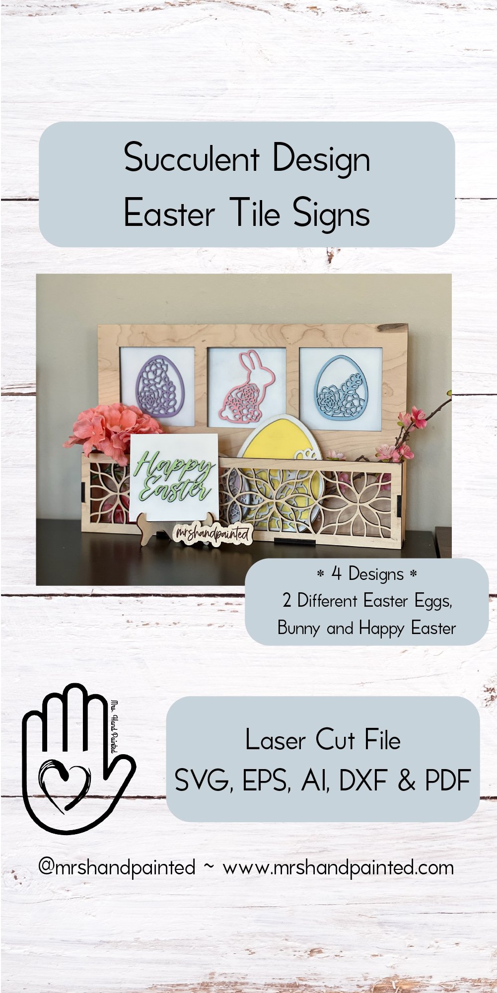 Succulents Easter Tile Signs for Leaning Ladder Signs