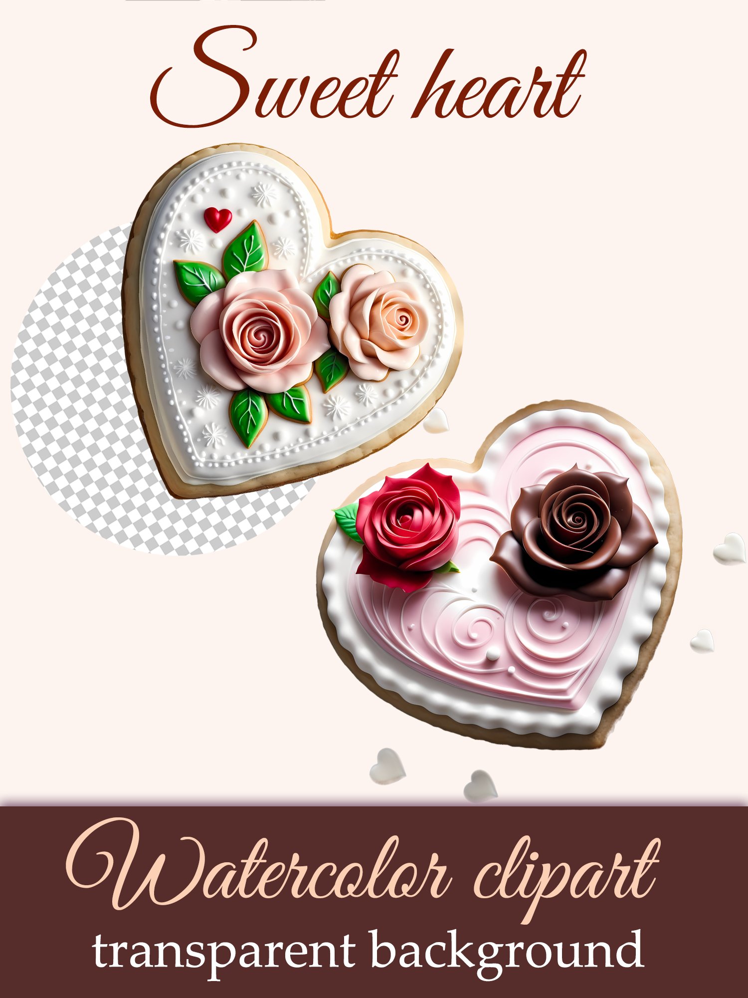 Watercolor exquisite clipart of heart perfect for birthdays