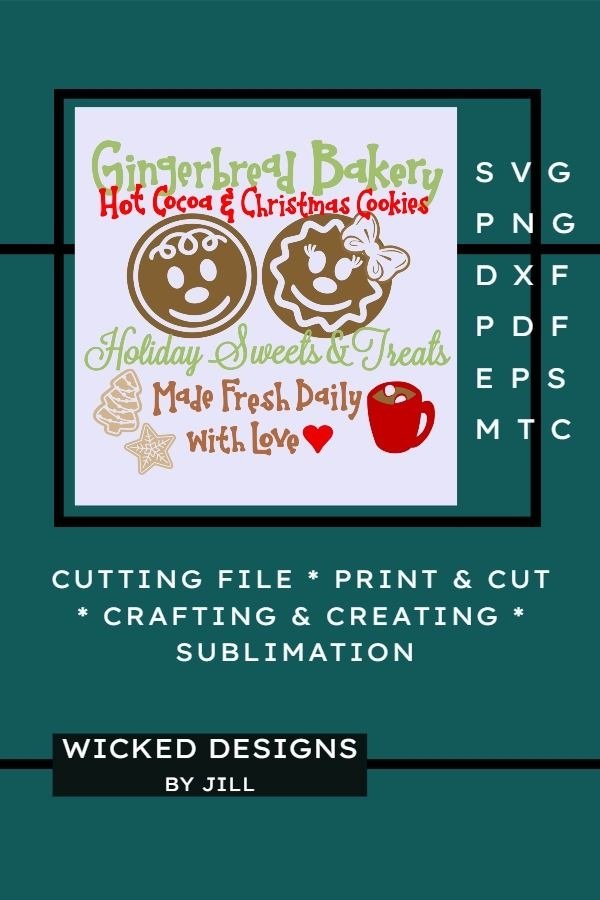 Gingerbread Bakery Christmas Sign #02 SVG Cut File