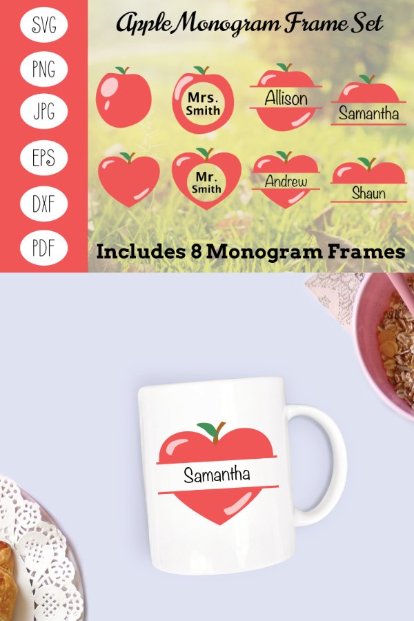 Apple Monogram Frame Set | Monogram Frame SVG | Monogram SVG