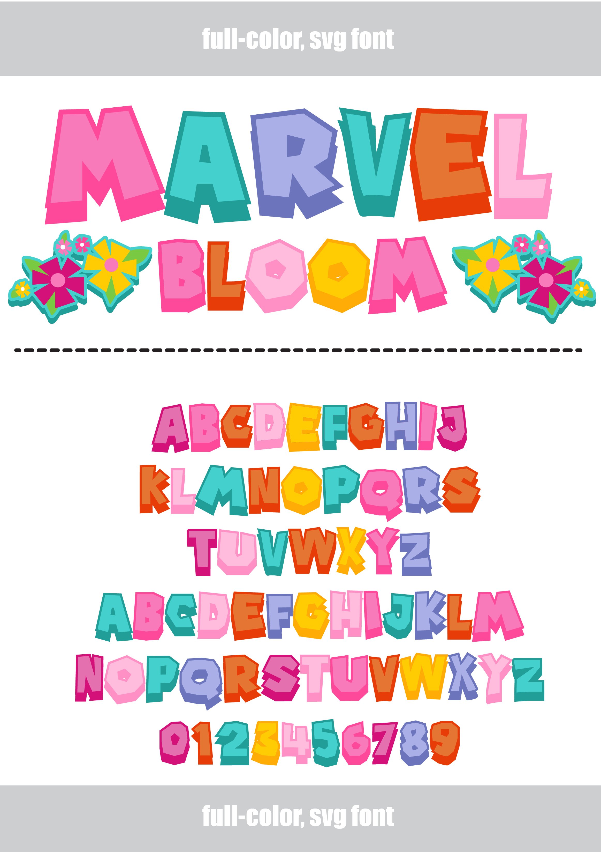 Flower Themed Full Color SVG Font