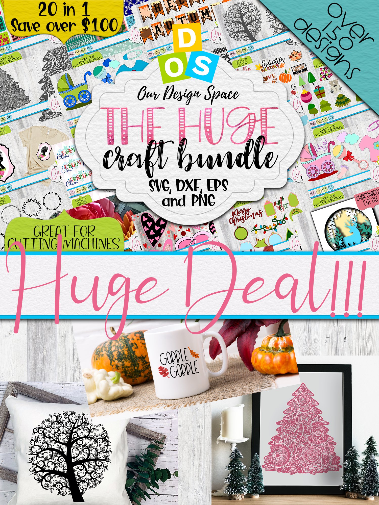 20 in 1 The Huge Craft Bundle SVG, DXF, EPS and PNG
