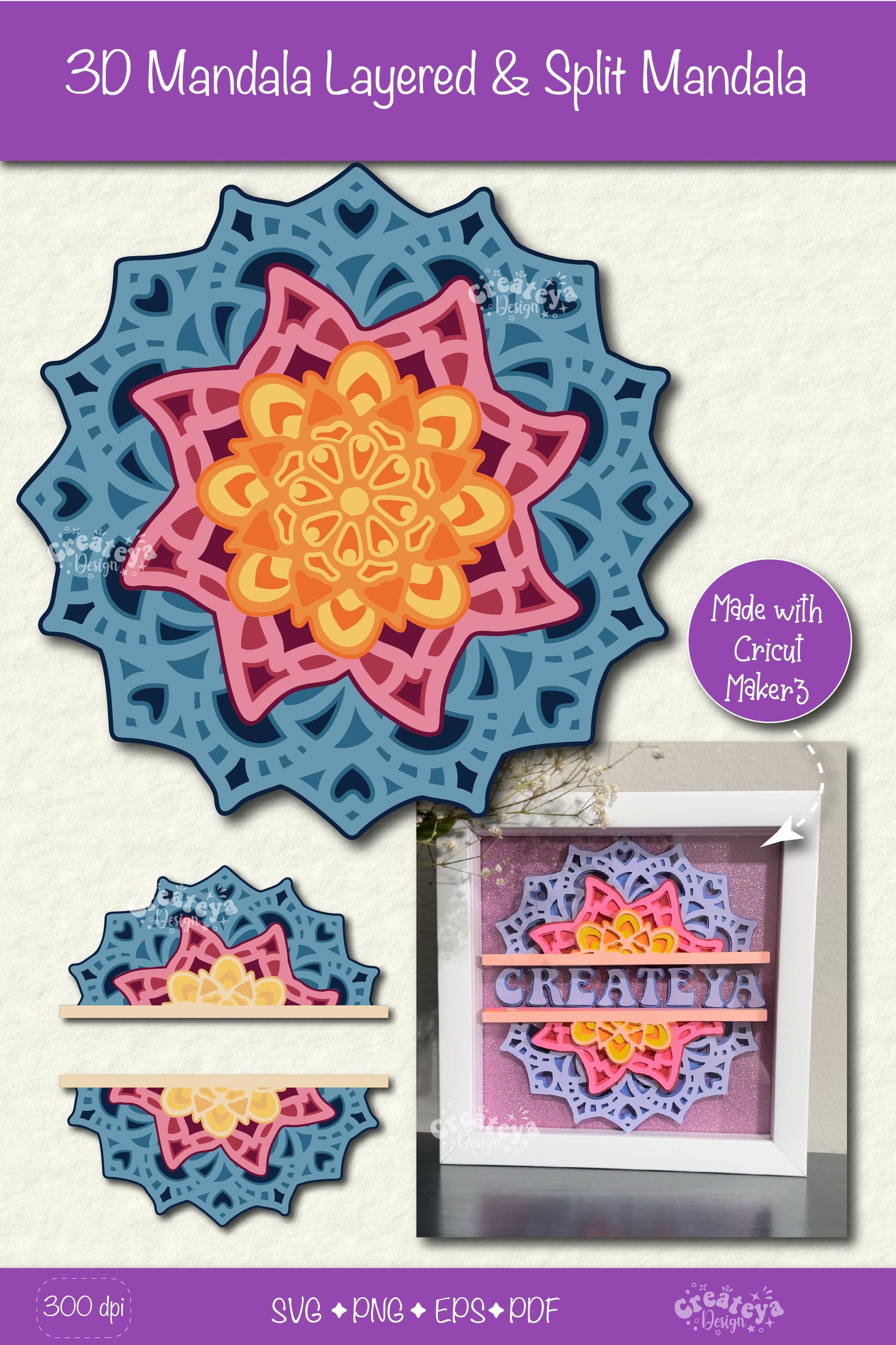 3D Layered Mandala SVG| 3D Layered Split Mandala Shadowbox