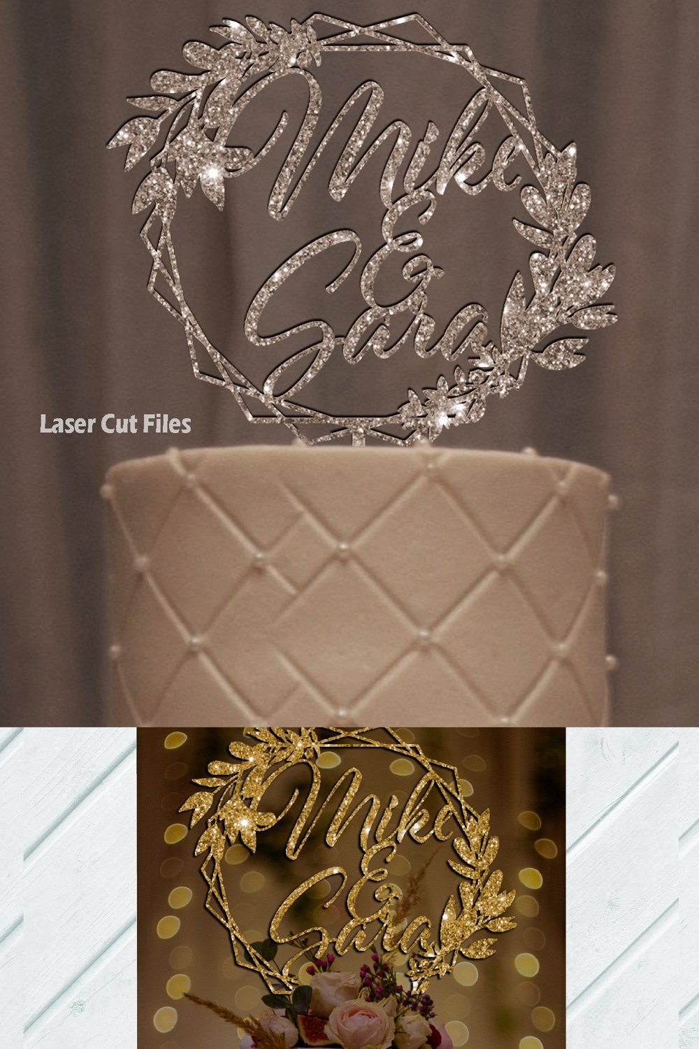 Wedding Cake Topper SVG Laser Cut Files | Geometrical SVG