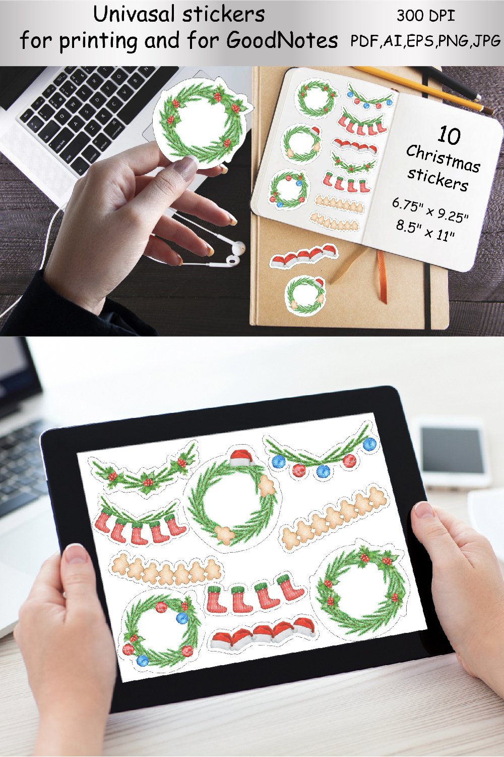 Stickers Print And Cut and for the GoodNotes app.Christmas