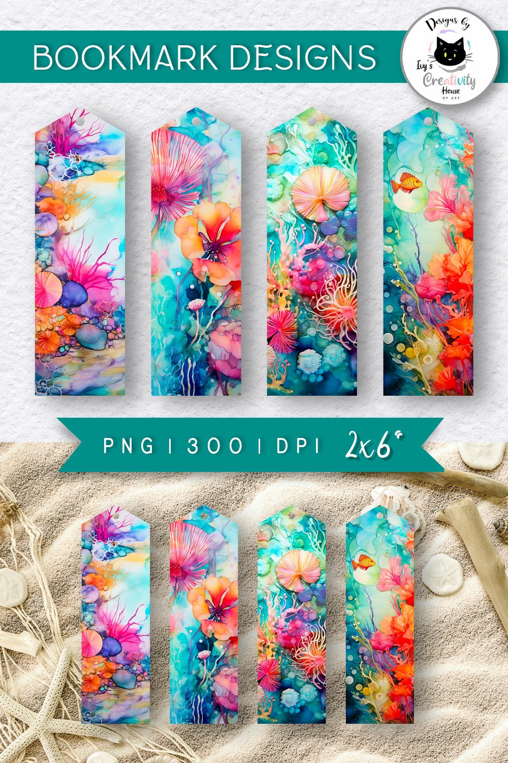 Watercolor Beach Bookmarks | Summer Bookmark Designs