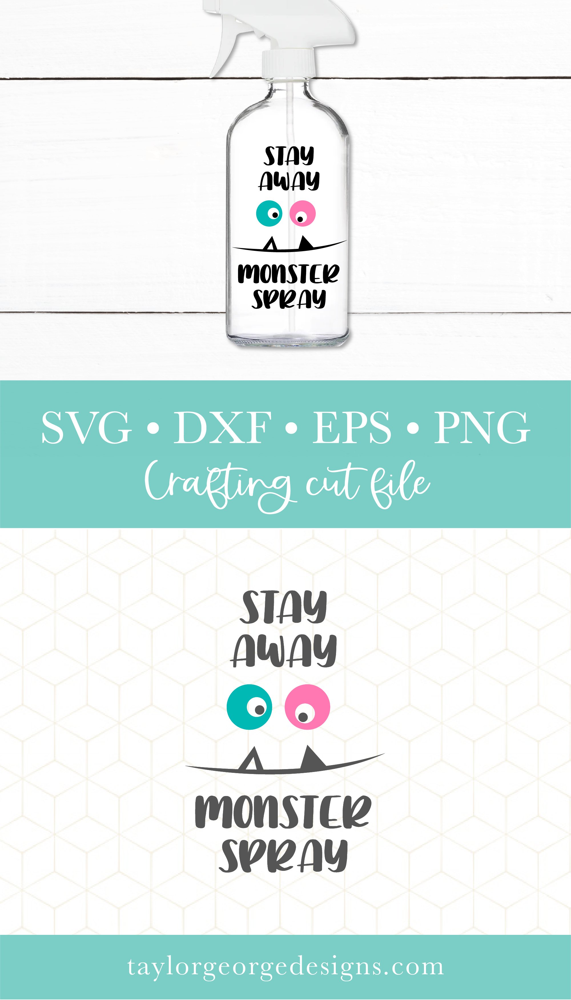 Monster Spray SVG DXF PNG - Kids Crafting File