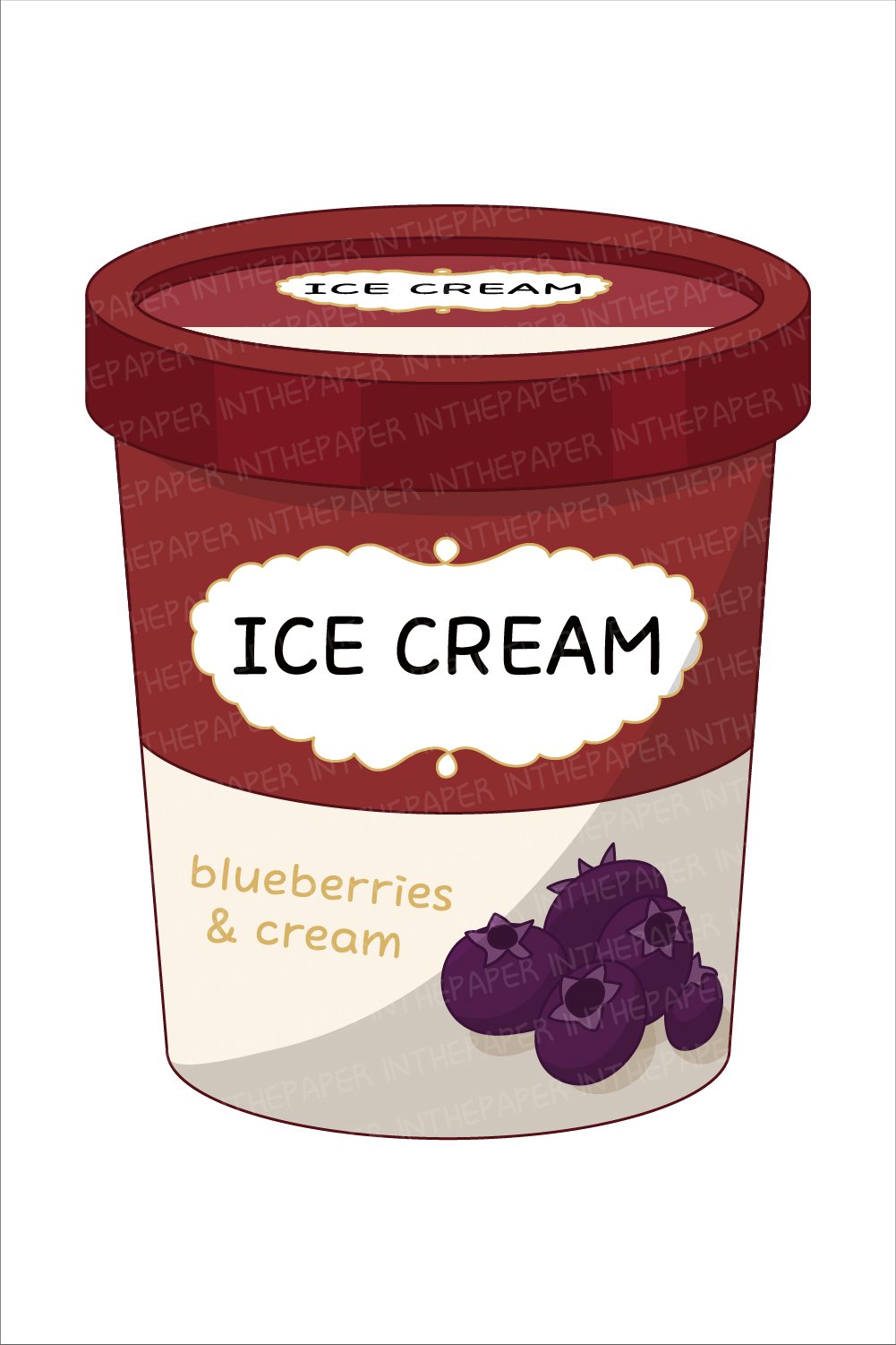 Blueberry and Cream Pint Ice Cream | PNG SVG cute vector
