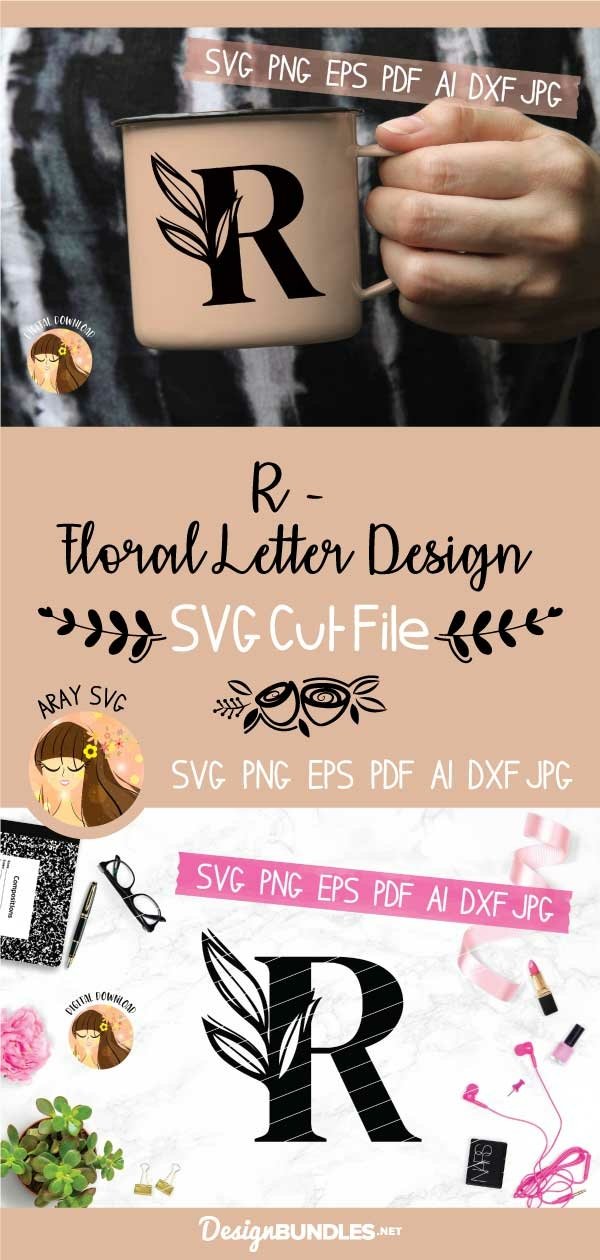 R - Floral Letter Design Svg Eps Pdf Jpg Png Cut Files
