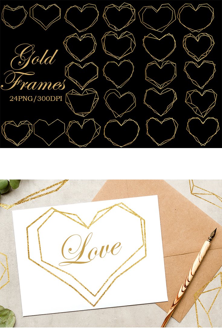 Geometric Frames. Ornament. Hearts. Valentines day. Wedding.
