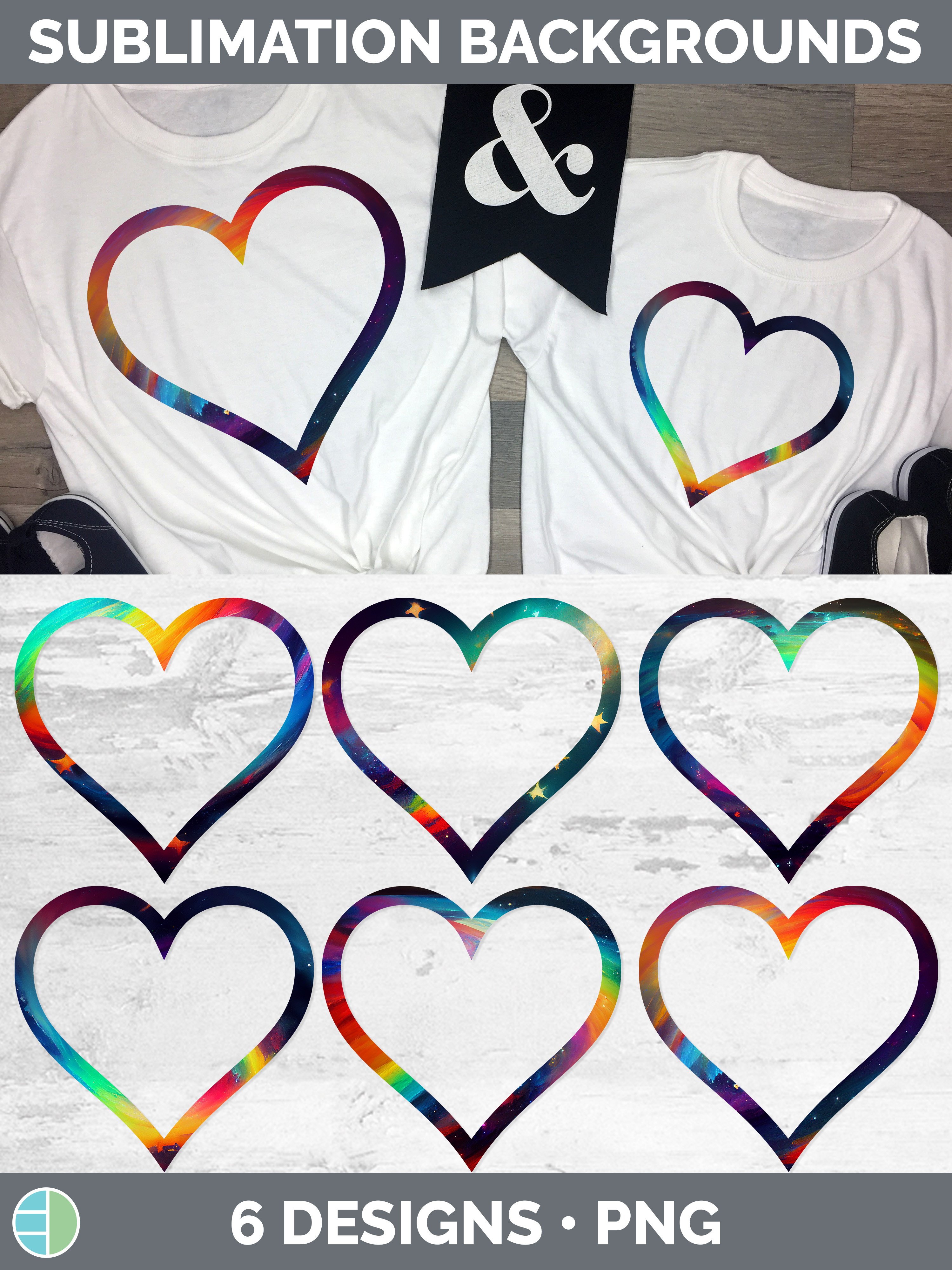 Rainbow Heart Frame Clipart | Sublimation Designs