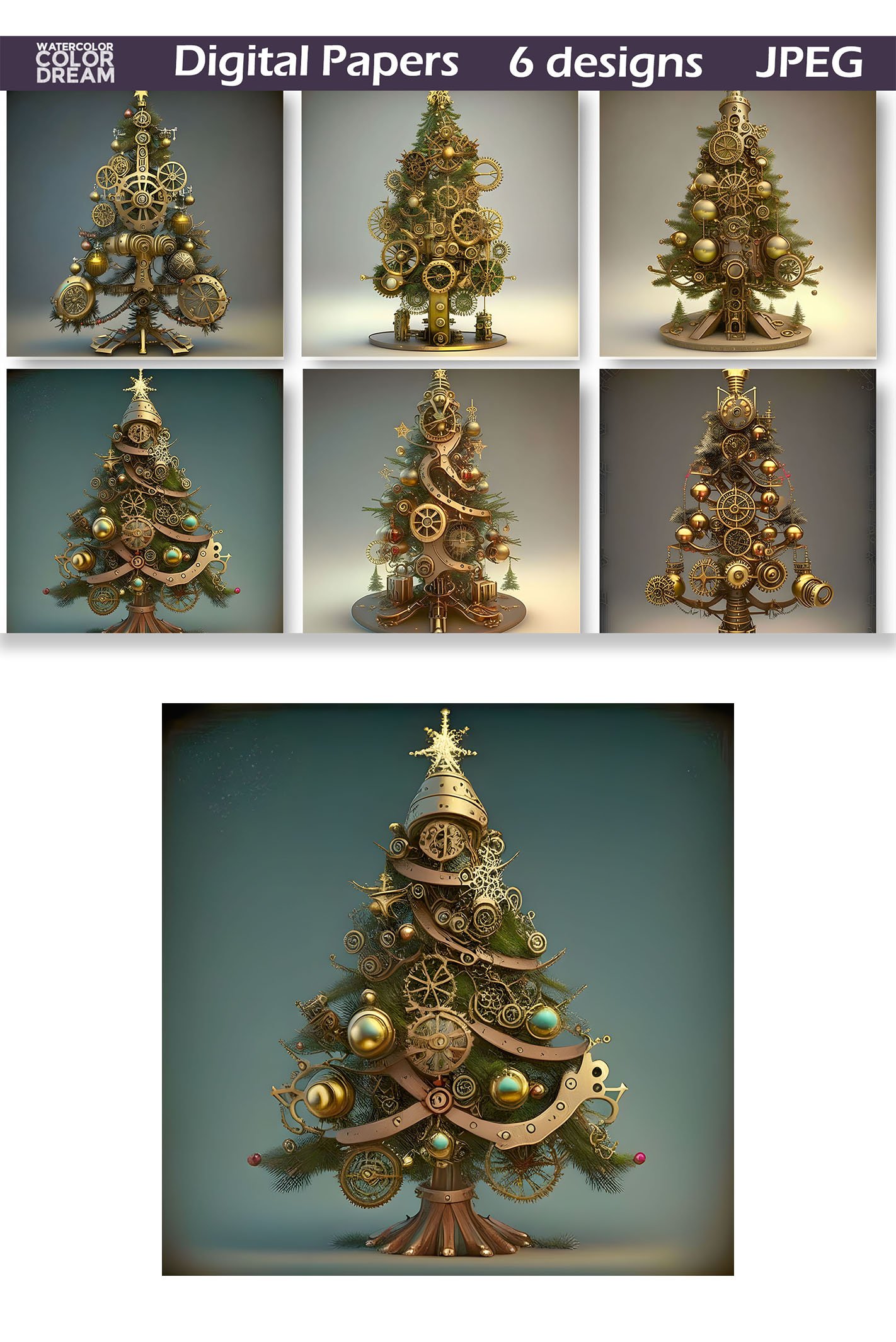 Christmas Tree Illustration | Christmas Tree Steam Punk