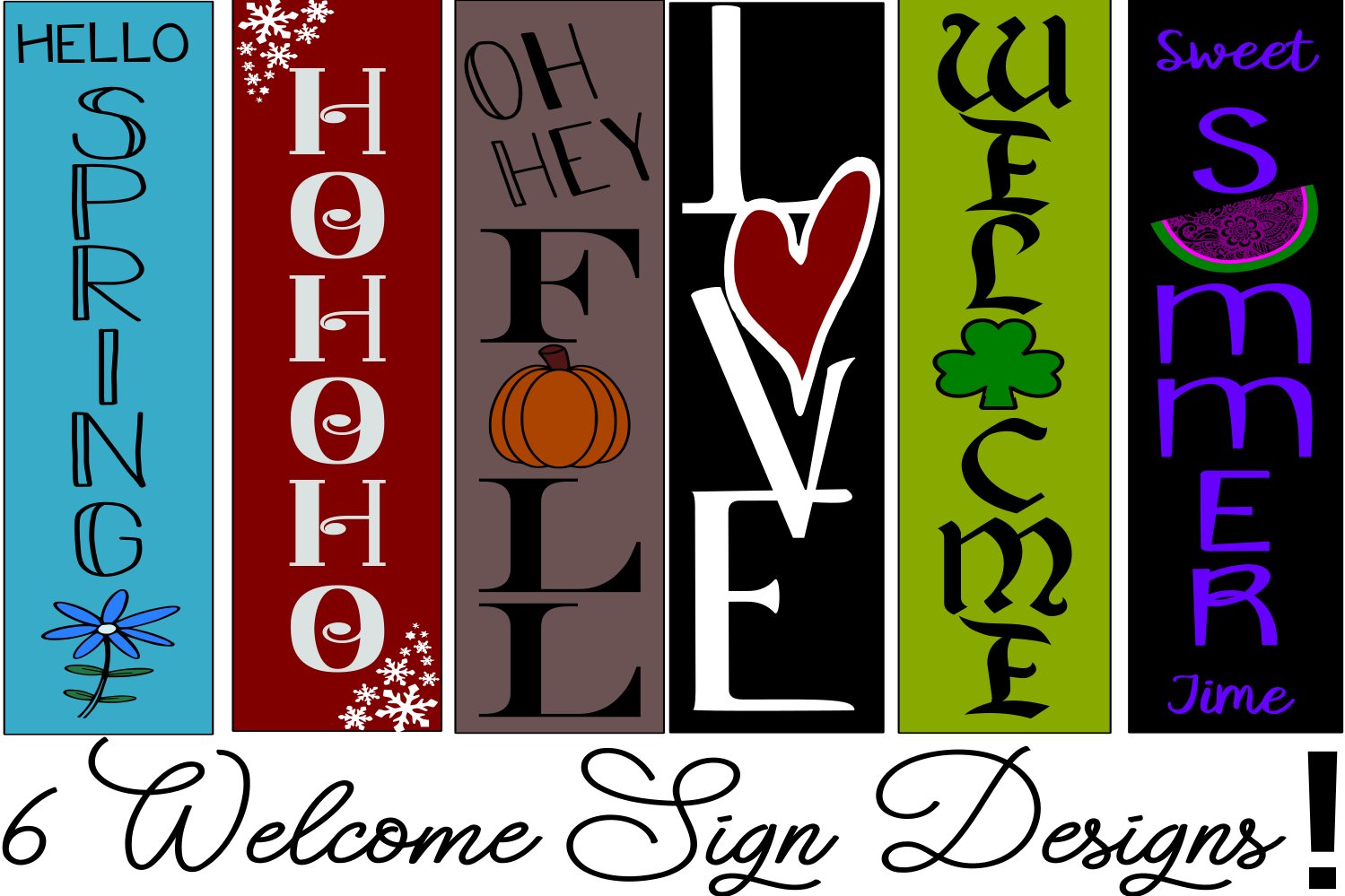 6 Seasons Welcome Sign Design Bundle! SVG PNG