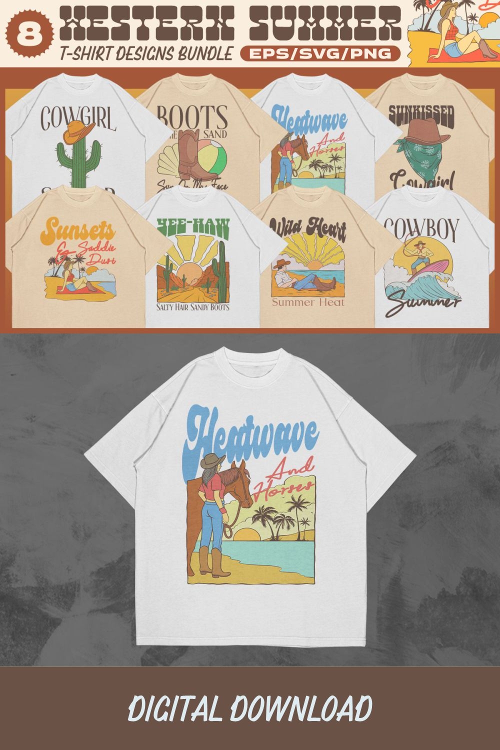 Western Summer T-shirt Design Bundle