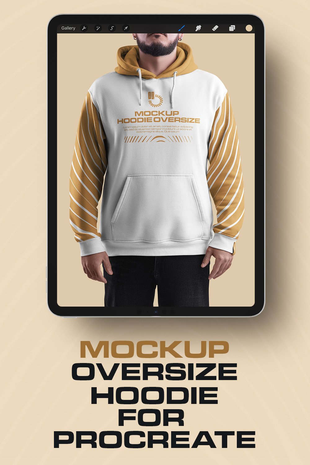 4 Mockups Oversize Hoodie for Procreate on the iPad