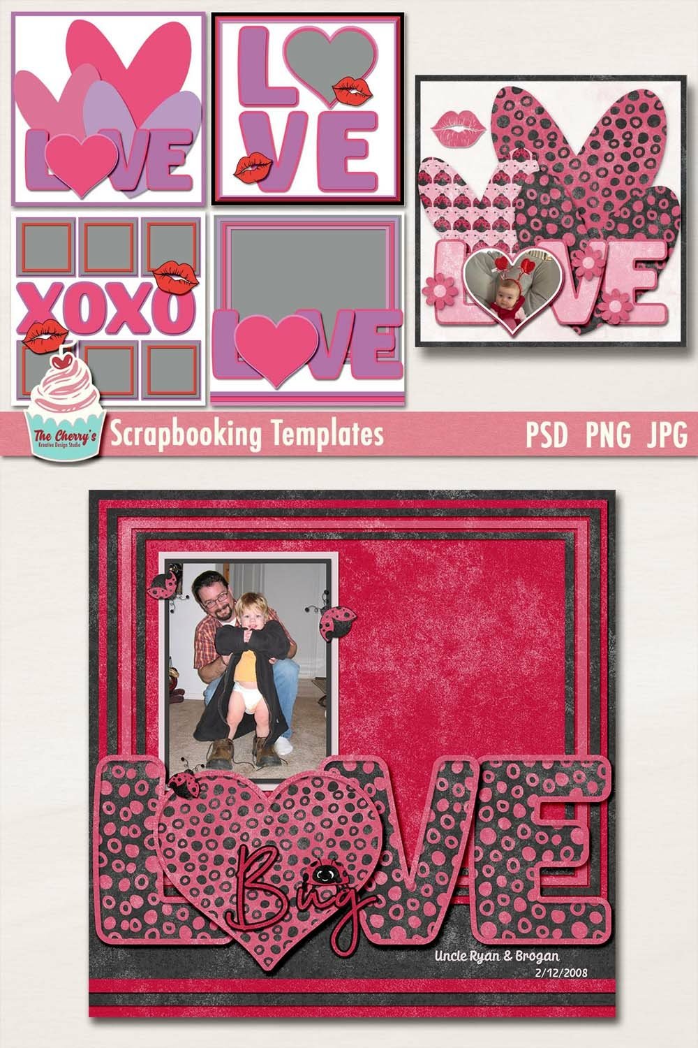 Valentine's Day Digital Scrapbooking Templates
