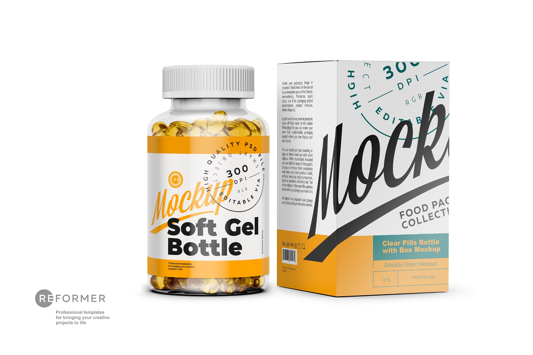 Clear Soft Gel Bottle with Box Mockup