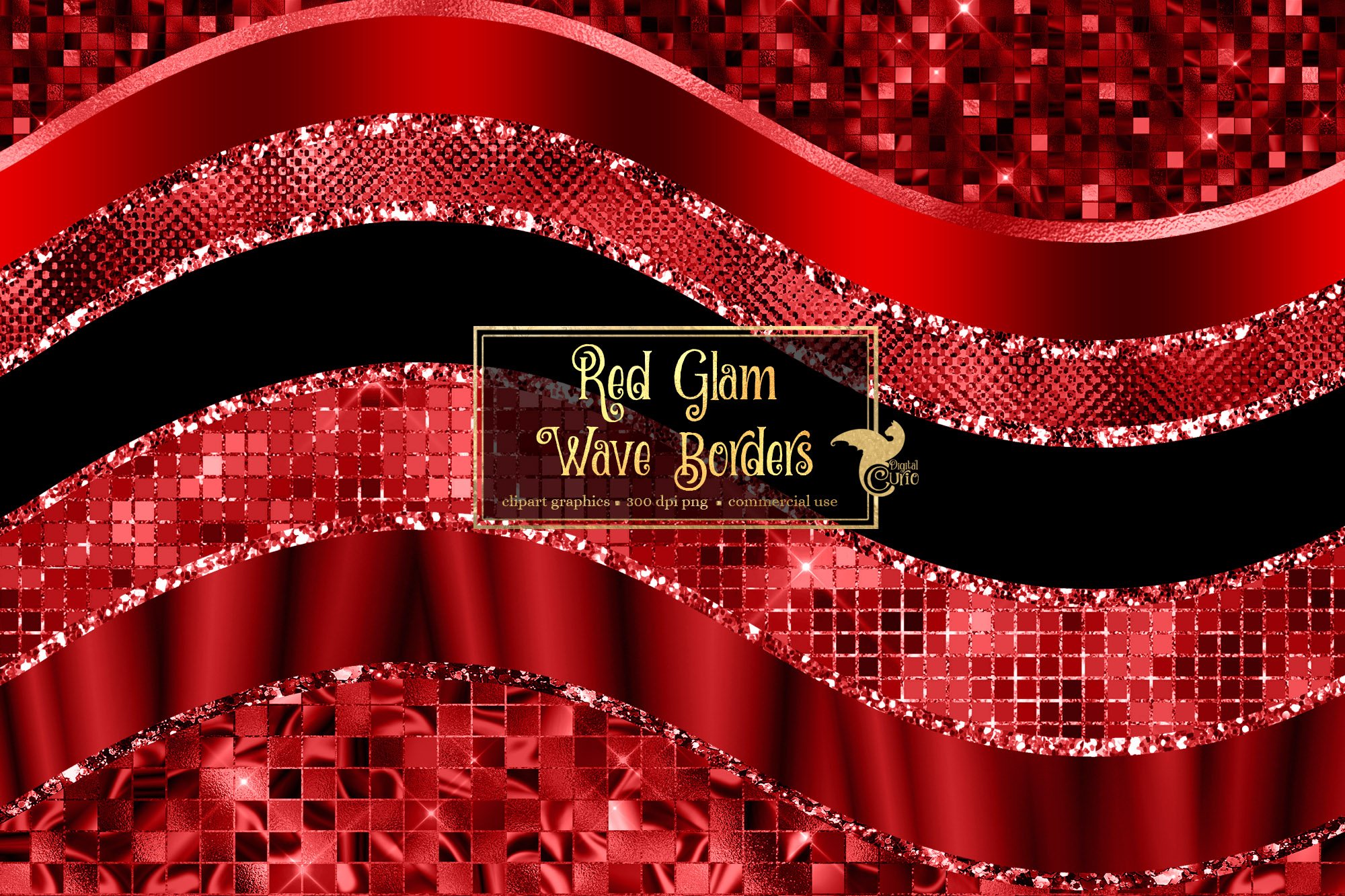 Red Glam Wave Borders