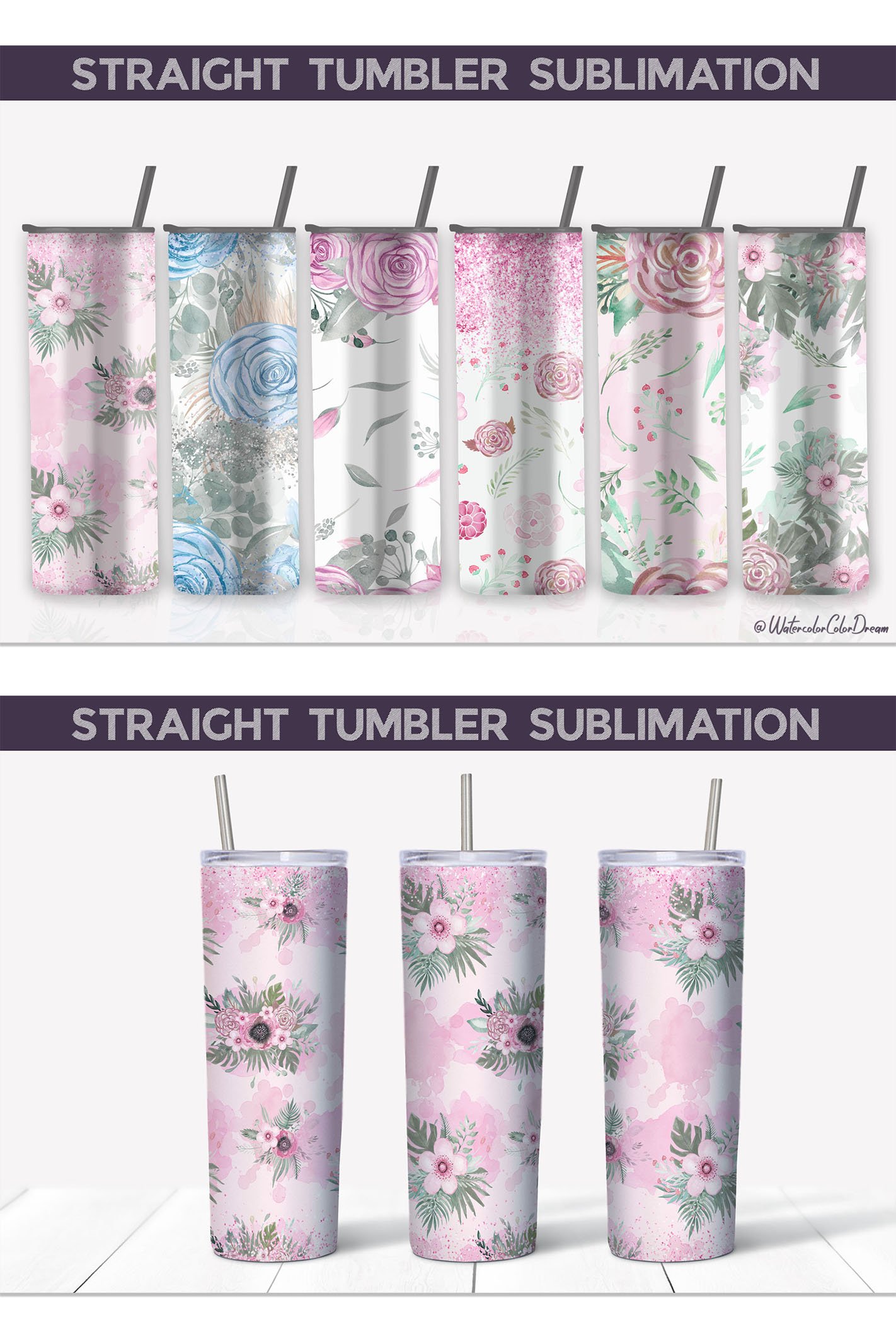 Spring Floral Tumbler Bundle | Pastel Flowers Tumbler Wrap