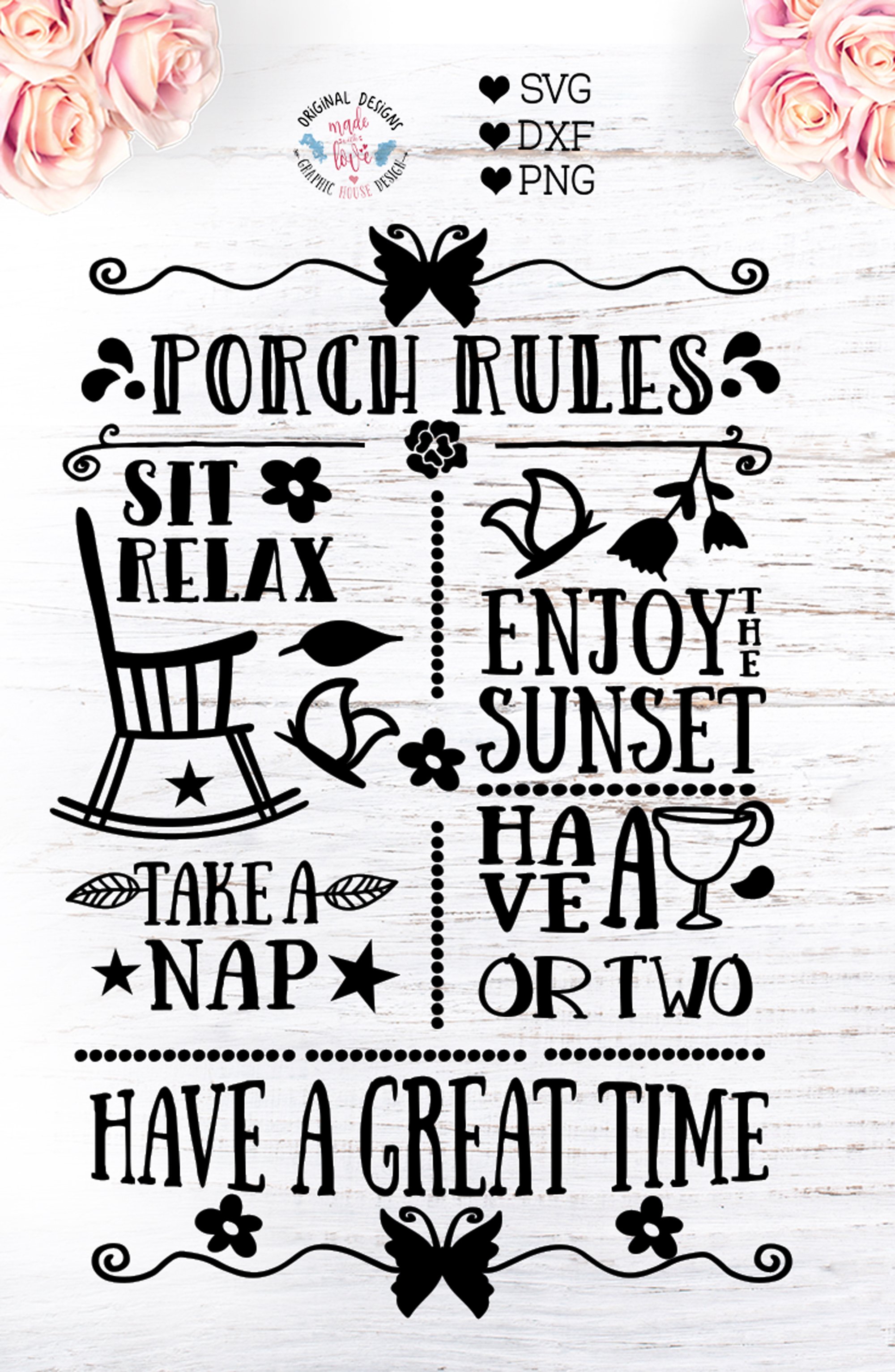 Porch Rules - Porch Summer Sign - Cut File